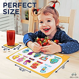 Non Slip Reusable Kids Placemats for Dining Table (12-Pack) – Toddler Placemat – Placemats for Kids