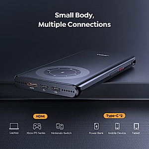 YABER Pico T1 Mini Pocket Projector with WiFi and Bluetooth, Portable Projector with Power Bank 0.52" Ultra-Thin Outdoor Movie Projector, 1080P Support Built-in Speaker, Compatible w Phone/iPad/Laptop