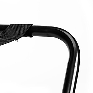 COOBL Folding Luggage Rack Collapsible Metal Suitcase Stand with Nylon Straps,for Home Bedroom,Hotel,Max Weight 100 lbs,Black