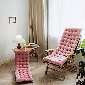 Seat Cushion Long Chair Cushion Recliner Rocking Chair Cushion Solid Color Thick Foldable Seat Cushion Sofa Cushion Garden Chair Pad (Color : Pink)