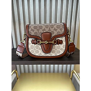 Small Crossbody Bags for Women - Leather Purse Handbag - Fashion Design - Golden Buckle (Light Brown)