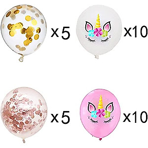 40 Pack Unicorn Latex Balloons For Arch Kit Column Garlands Banner Helium Confetti Balloons for Happy Birthday Party Wedding Celebrations Gold Rose Bulk Cute Party Decoration Supplies (12 Inch)