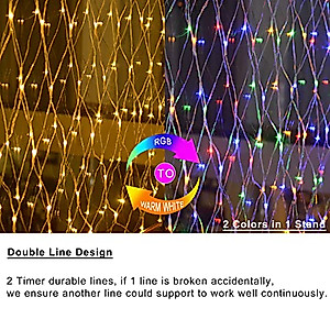 ZAIYW Multiple Color Options 660 LED Large Net Lights Outdoor Mesh Lights 20ft x 13ft Clear Wire Fairy Net Lights Warm White & Multicolor Bush Net Lights for Garden Wedding Backdrop Party Wall Decor