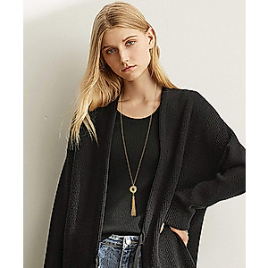 Gexo 3PCS Long Pendant Necklaces for Women Disk Circle Pendant Triple Stack Pendant Necklace Tassel Sweater Necklace Statement Necklace Set