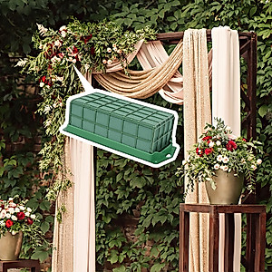 YOMUME Floral Foam Cage 2 Pieces, Flower Cage Holder with Floral Foam for Fresh Flower Arrangement and Artificial Flowers, Dry Floral Foam Blocks for Wedding, Green Florist Foam