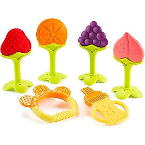 Baby Teething Toys for Newborn Infants (6-Pack) Freezer Safe Infant and Toddler Silicone Teethers Soothe Babies Gums, Perfect Baby Gift