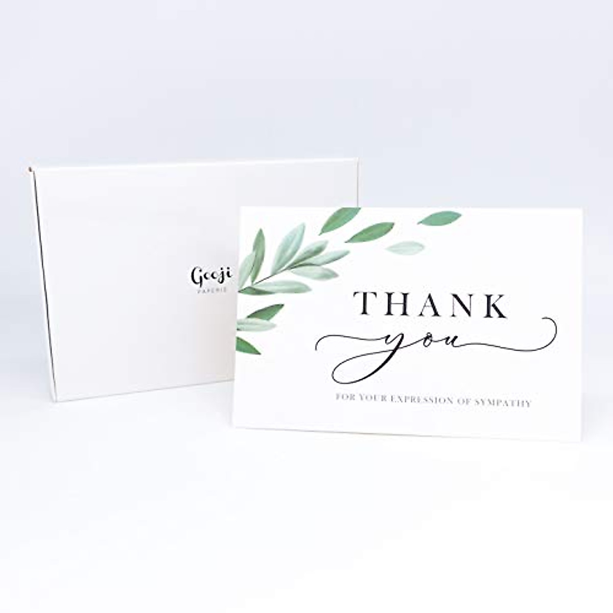 Gooji Thank You Cards for Funeral – 20 pcs Sympathy Acknowledgement Cards – Elegant and Classy Watercolor Design - Matching Peel-and-Seal White Envelopes Included – Bulk 4 x 6-inch Thank You Notes