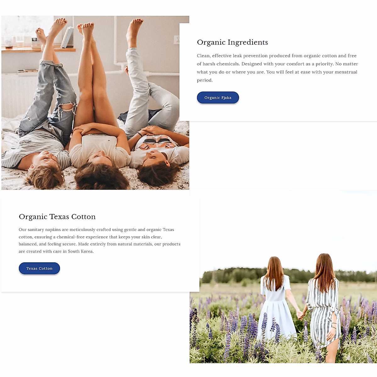 FJAKA USA [fee-ah-ka] Feminine Care Organic Cotton Cover Pads - Ultra Thin Sanitary Napkin Pads Heavy Absorbency, Unscented with Pad Wings for Women