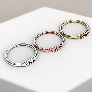 SHAREMORE Personalized Initial Rings for Women, Engraved Customized Rings With Names Ring Family Rings Stackable Bar Initials Double Couples 925 Sterling Silver Ring for Her.