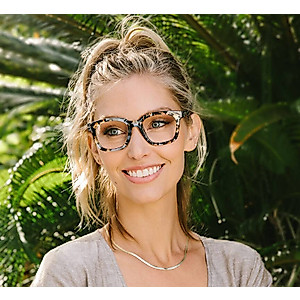 Peepers by PeeperSpecs Women's to The Max Square Light Blocking Reading Glasses, Blue Quartz, 49 + 2