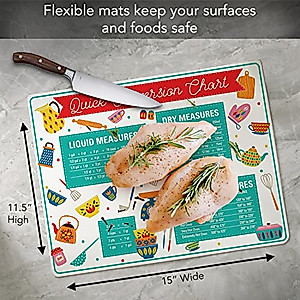 Cut N' Funnel Quick Conversion Measurement Chart on Flexible Cutting Board Mat Made in the USA of BPA Free Food Grade Plastic
