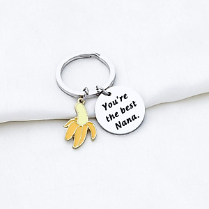 AKTAP Grandma Keychain You’re The Best Nana keyrings Banana Charm for Grandmother Gift from Granddaughter Grandson (Nana keyrings)