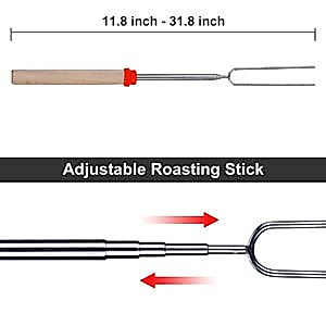 8Pack Marshmallow Roasting Sticks Extendable 32inch Long Metal Barbecue Skewers For Grilling Set,Telescoping Smores BBQ Forks, Fire Pit Sticks for Hot Dogs,Camping,Bonfire