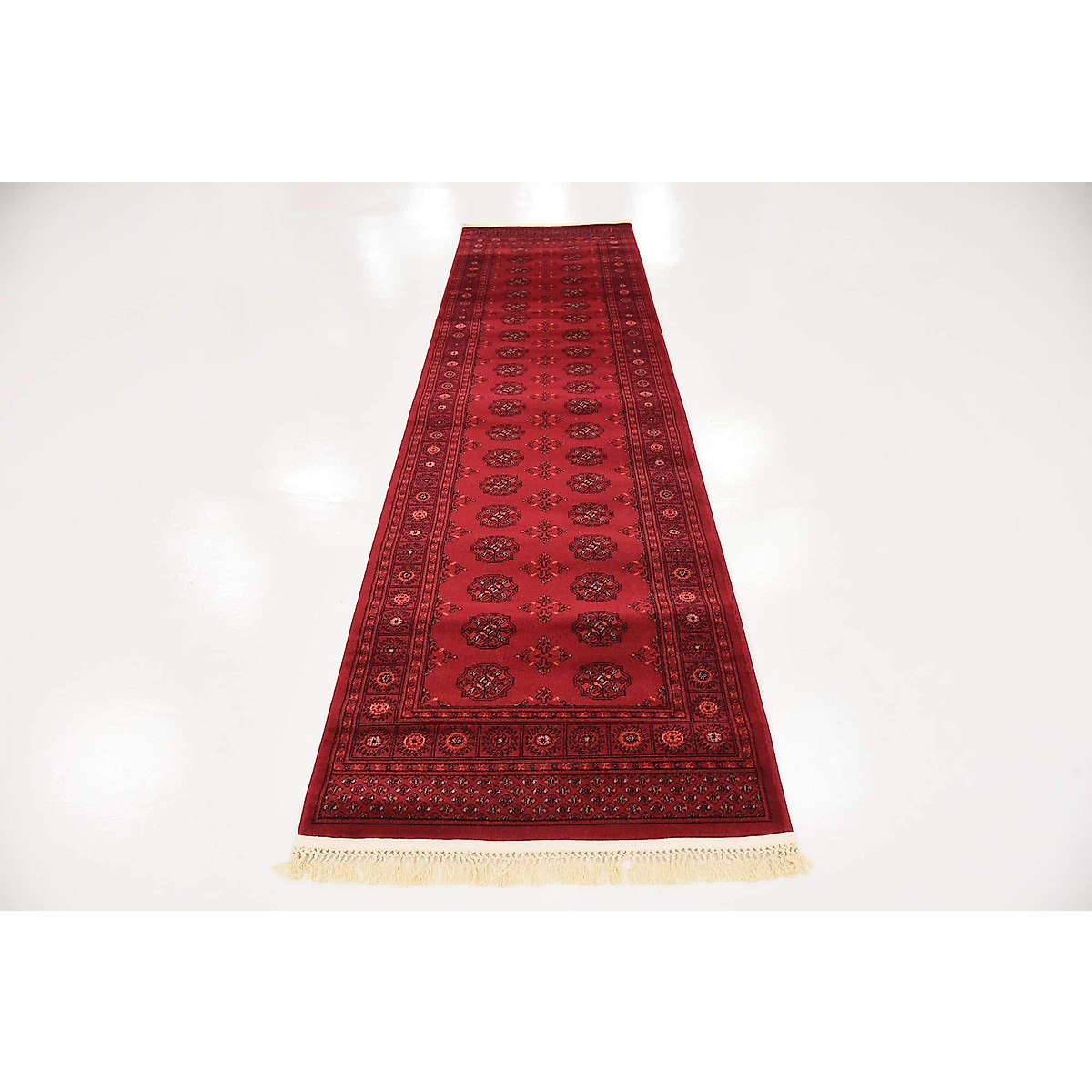 Unique Loom Tekke Collection Over-Dyed Saturated Traditional Torkaman Area Rug, 2 ft 7 in x 10 ft, Red/Burgundy