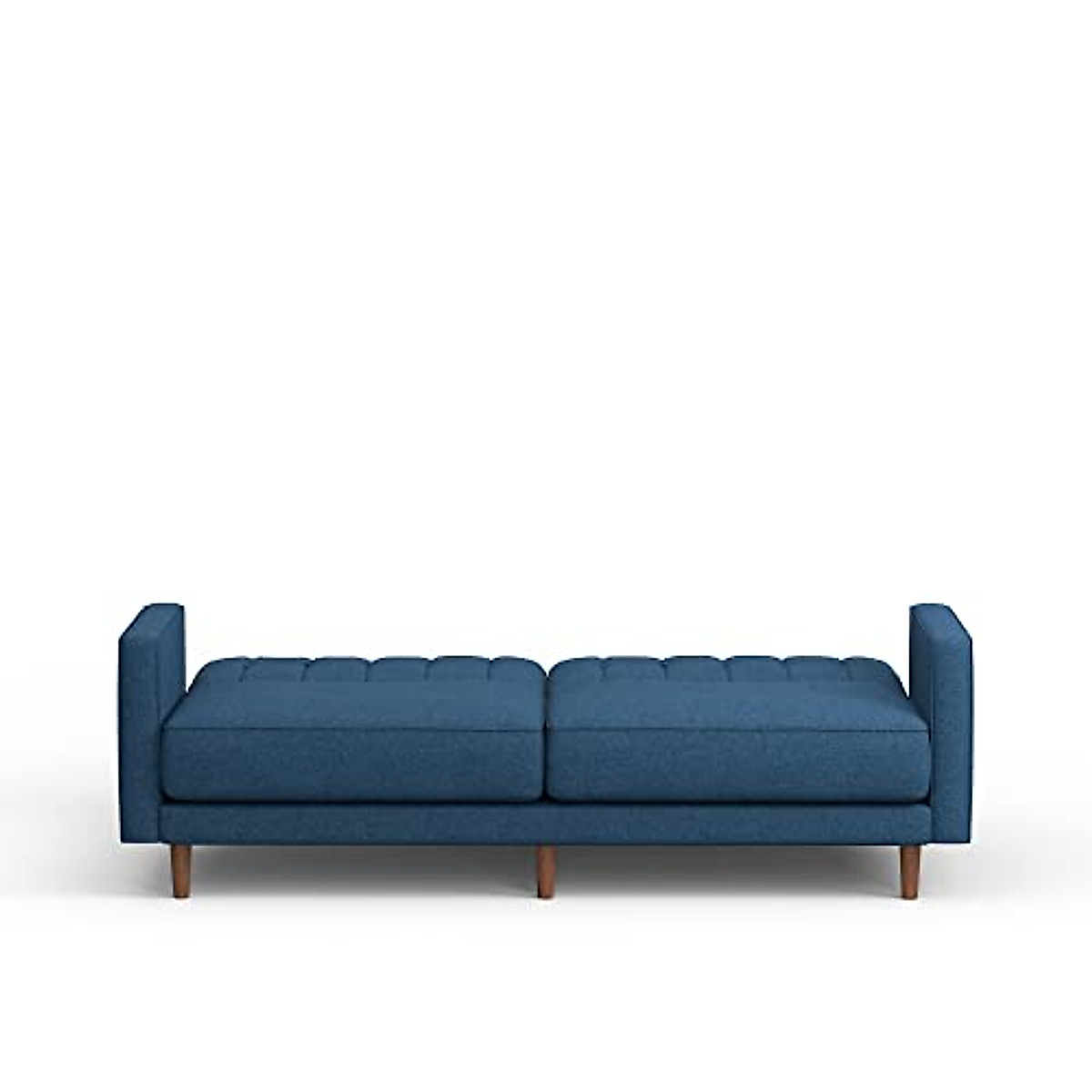 Glenwillow Home 81.5" Mies Square Arm Sleeper Sofa with Vertical Seams in MCM Vintage Design in Blue
