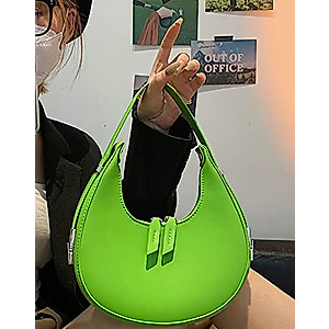 PU Leather Shoulder Bag for Women Girls Hobo Tote Handbag Top Handle Bag Purse Trendy Shiny Pinky Color Solid Lightweight