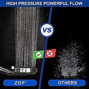 ZDP High Pressure Handheld Shower Head，10 Mode High Flow Hand Held Showerhead Set，5.04IN Showerhead 59IN Stainless Steel Hose Adjustable Brass Ball Bracket Built-in Power Wash To Clean Tub Tiles Pets