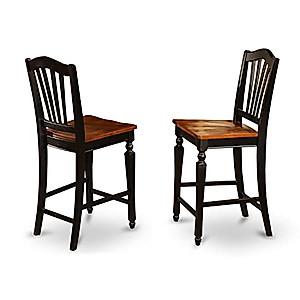 East West Furniture SUCH5H-BCH-W 5 Piece Counter Height Dining Set Includes a Round Pub Table with Dropleaf & Shelves and 4 Dining Room Chairs, 42x42 Inch, Black & Cherry