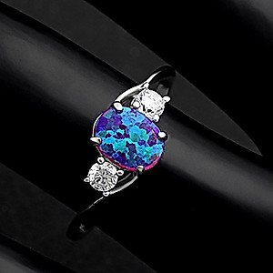 Ginger Lyne Collection Addy Purple Oval Opal Sterling Silver CZ Ring Size 9