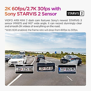 【Bundle: VIOFO A119 Mini 2 + 256GB Card + CPL + HK4 Hardwire Cable】 VIOFO Mini Dash Cam Front A119 Mini 2, STARVIS 2 Sensor, 2K 60fps/HDR 30fps Voice Control Car Dash Camera with 5GHz Wi-Fi GPS