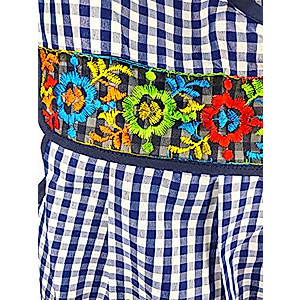 cuitáxi Traditional Mexican apron for women with pockets beautiful flower embroidery One size - Mandiles para mujer mexicanos mandil