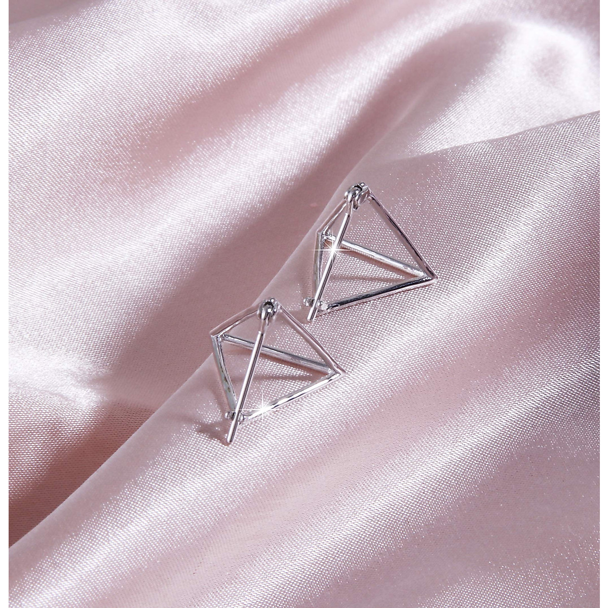 Helen de Lete Simple Geometric Triangle Sterling Silver Stud Earrings