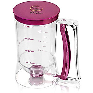 KPKitchen Pancake Batter Dispenser - Kitchen Must Have Tool for Perfect Pancakes, Cupcake, Waffle, Muffin Mix, Crepe & Cake - Easy Pour Baking Supplies for Griddle - Pancake Maker with Measuring Label