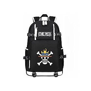 One Piece Anime Color Printed Backpack Equipped with USB Interface Fashion Casual Large-capacity Laptop Backpack (A-3)