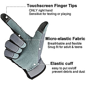 OZERO Utility Work Gloves Flex Deerskin Leather Touch Screen Garden Glove for Yard Working/Gardening/Bike Cycling/DIY/Mechanic for Women and Men (Gray,Small)