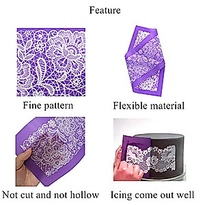 AK ART KITCHENWARE Barley Design Mesh Stencils for Cakes Royal Icing Lace Mat Fondant Molds Cake Tools Cake Stencil Painting Stencils Bakeware Pastry Tools Cake Shop Tools Bakery MST-27