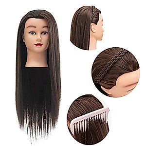 Cosmetology Mannequin Head Hair Styling 26-28inch Training Head Synthetic Fiber Manikin Head Doll Head with Clamp（#2 Black 20Inch）