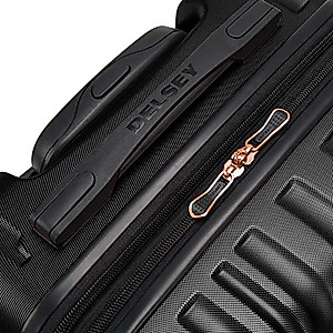 DELSEY PARIS Alexis Durable Luggage Set, Expandable & Lightweight 4-Wheel Spinners, Easy Grip handles for Smooth Journeys, TSA-Lock Incorporated, Men and Women, Black/Rose Gold, 2-Piece Set (21"/25")