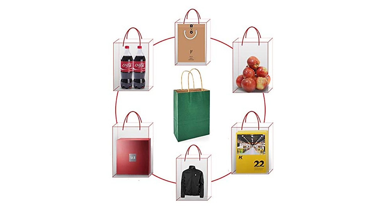 AZOWA Small Kraft Gift Bags with Handles - 50 Pack in Hunter Green