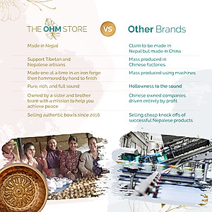 Tibetan Singing Bowl Set by The Ohm Store with 'Medicine Buddha' Engraving — Meditation Sound Bowl and Wooden Striker Handcrafted in Nepal — Spiritual Gift for Women and Men