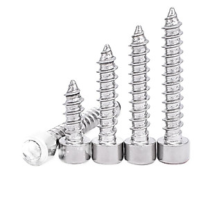 CHANWA 10pcs 304 Stainless Steel Hexagon Socket self-Tapping Screws Cup Head Pointed Tail Screws Cylindrical Head Screws Hexagon Socket Screws (Size : M5*12)