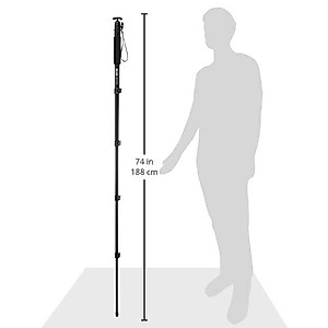 SLIK Lighty Pod III 5-Section Monopod with Mini Ballhead - Supports 6.6 lbs (3 kg), for Mirrorless/DSLR Sony Nikon Canon Fuji Cameras and More - Black (618-719)