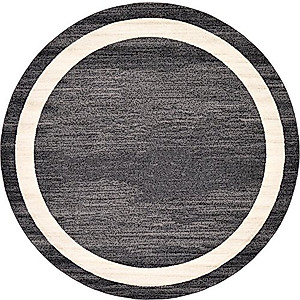 Unique Loom Del Mar Collection Area Rug - Maria (7' 10" Round, Black/ Ivory)