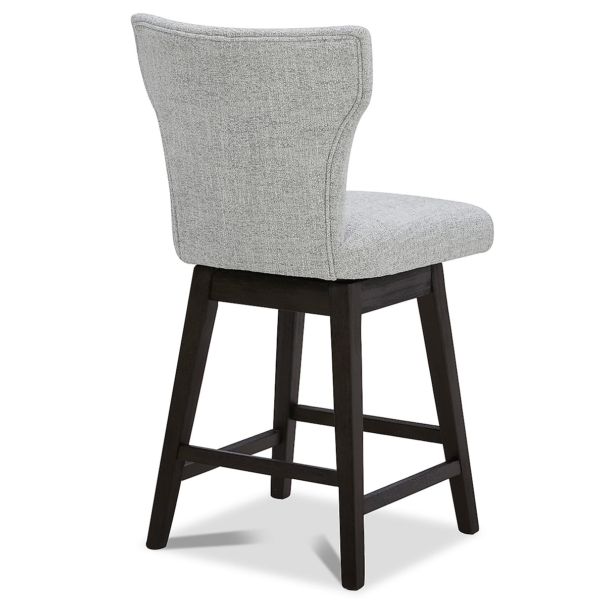 Watson & Whitely 360° Swivel Barstools Set of 2 for Kitchen Island, Easy to Clean Fabric Upholstered Counter Height Bar Stool with Back and Solid Wood Legs, 26" H Seat, White (Multi-Colored)