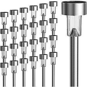 GIGALUMI 24 Pack Solar Path Lights Outdoor,Solar Lights Outdoor Waterproof,Stainless Steel LED Landscape Lighting,Solar Garden Lights for Driveway,Pathway,Patio,Yard