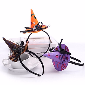 Erioctry 3PCS Halloween Witch Headbands Pumpkin Hair Hoop Photo Props Mini Pointy Witch Hat Halloween Costume Party Festival Cosplay Prom Party