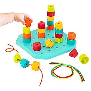 Battat - Toddler Peg Board - Stacking Peg Board Set - Fine Motor Skills Toy - Therapy Toy - 31 pcs - Count & Match Pegboard - 2 Years +