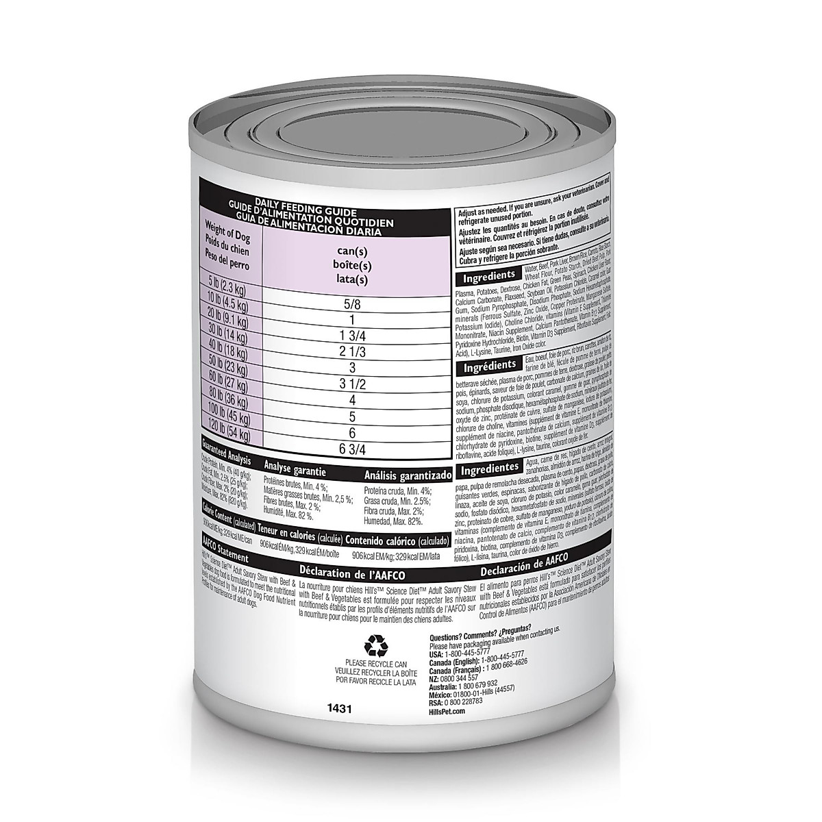 Hill's Science Diet Adult 1-6, Adult 1-6 Premium Nutrition, Wet Dog Food, Beef & Vegetables Stew, 12.8 oz Can, Case of 12