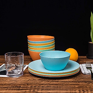 Wheat Straw Lightweight PP Bowls,28 OZ Unbreakable Cereal Bowls,for Rice and Soup,Dishwasher and Microwave Safe(Multi Color) (Set of 8)