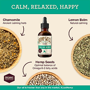 Hemp Well Calm Bird Oil — Relieves Anxiety, Calms and Relaxes Your Bird, Reduces Destructive Behavior, Organically Sourced – 2 Ounces