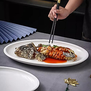 Dinner Plates Set Fish Plate Household Steamed Fish Plate Large Hotel Restaurant Commercial Tableware Oval Dish Kitchen Salad Bowl (Size : Small)