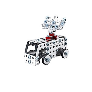 Schylling Steel Works Mechanical Multi-Model - Steel Building Set - Includes 300 Pieces, Tools, and Instructions to Make 10 Different Models - Ages 8 and Up