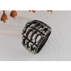 Alilang Gunmetal Tone Creepy Skeleton Hand Grasping Your Finger Statement Fashion Ring