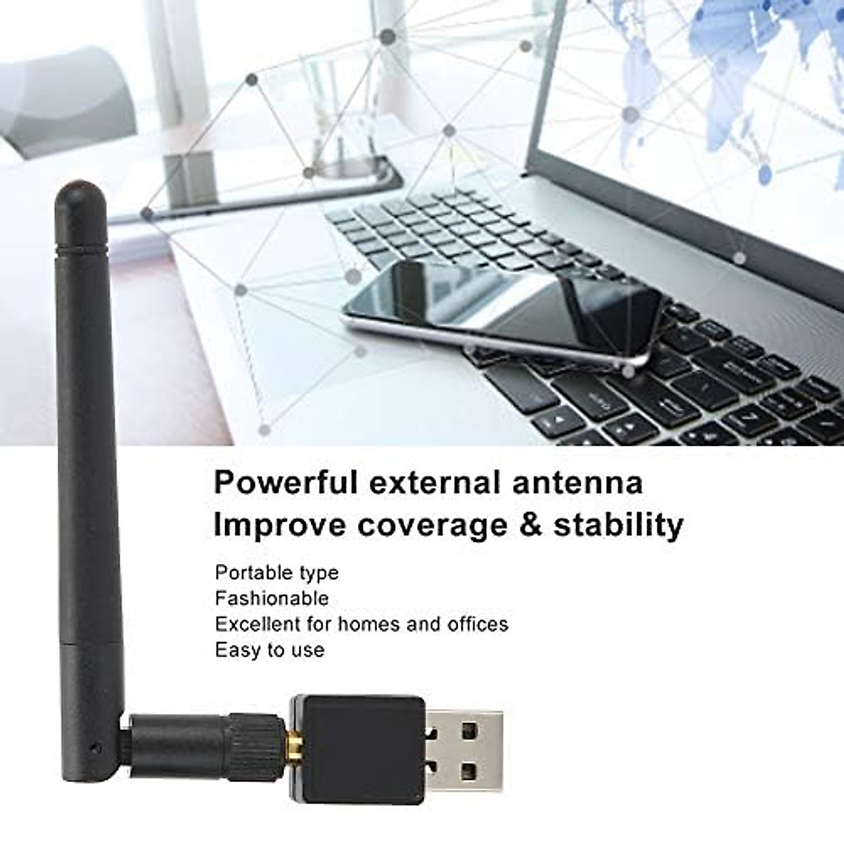 USB Bluetooth Adapter for PC, Desktop, Laptop of 2000/XP/VISTA/7/8 /Linux/10/Android, 150Mbps 802.11n / g/b 2.4G Network Card