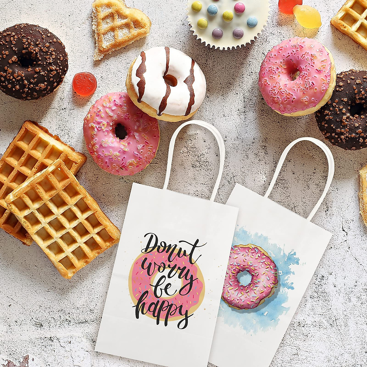 TOMNK White Gift Bags with Handles 70pcs Small Kraft Bags White Paper Bags for Birthday Wedding Party Favors Gift Bags Bulk, Shopping Business Goody Retail, 5.2x3.5x8 Inches