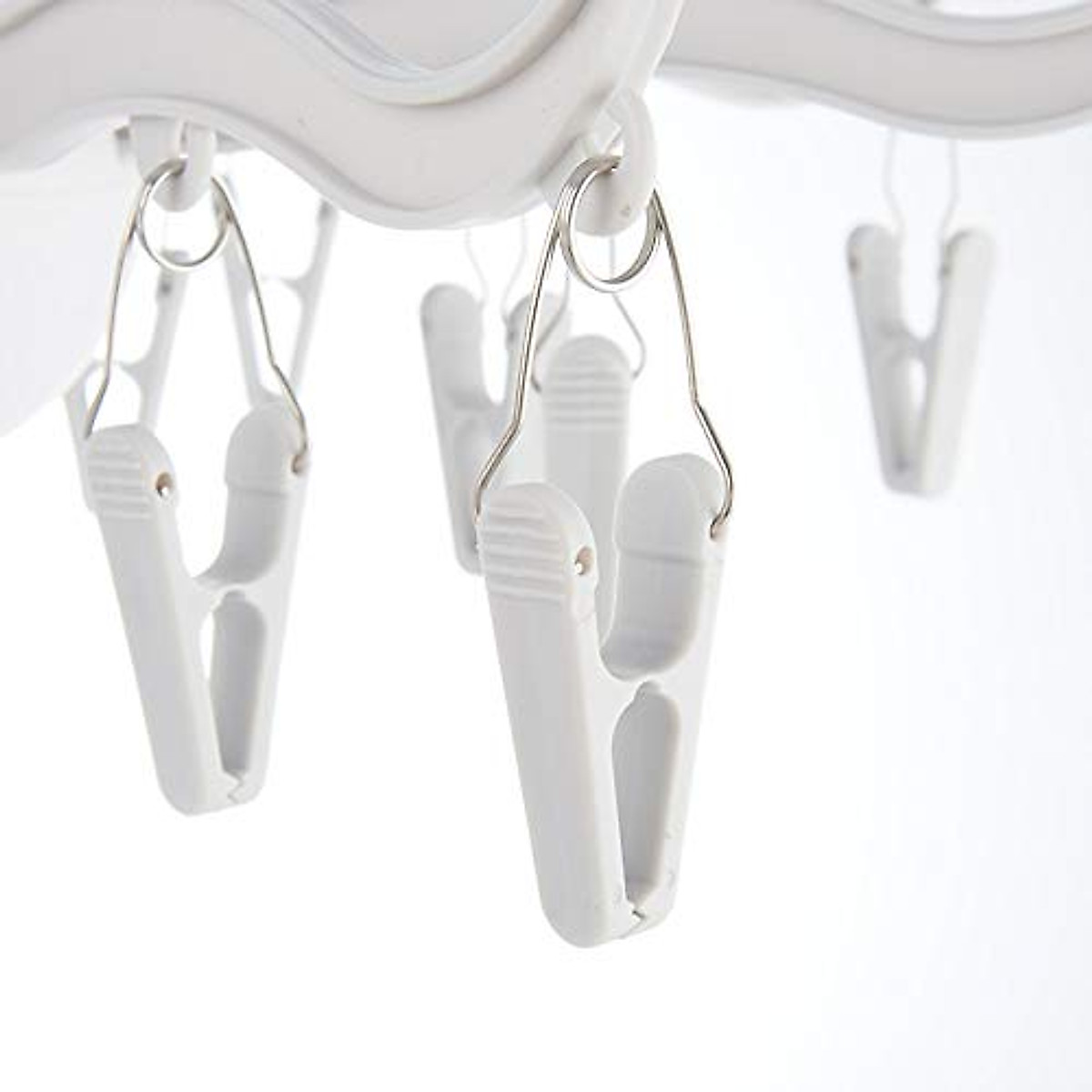 XIGUI Foldable Clip and Drip Hanger, Folding Portable Underwear Hangers Hanging Drying Rack, 8-Claw Octopus Hanging Dryer with 16 Clips Small Hanger, Simple to fold up and Place